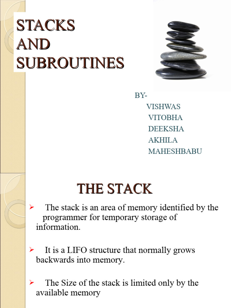 Stacks and Subroutine | PDF | Control Flow | Computer Hardware