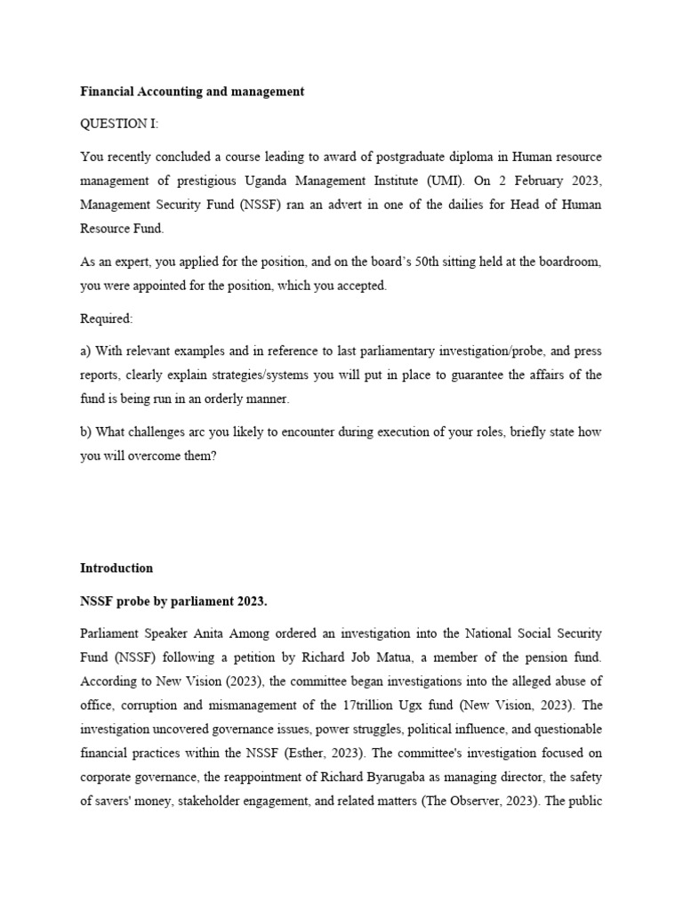 Olga - NSSF Coursework | PDF