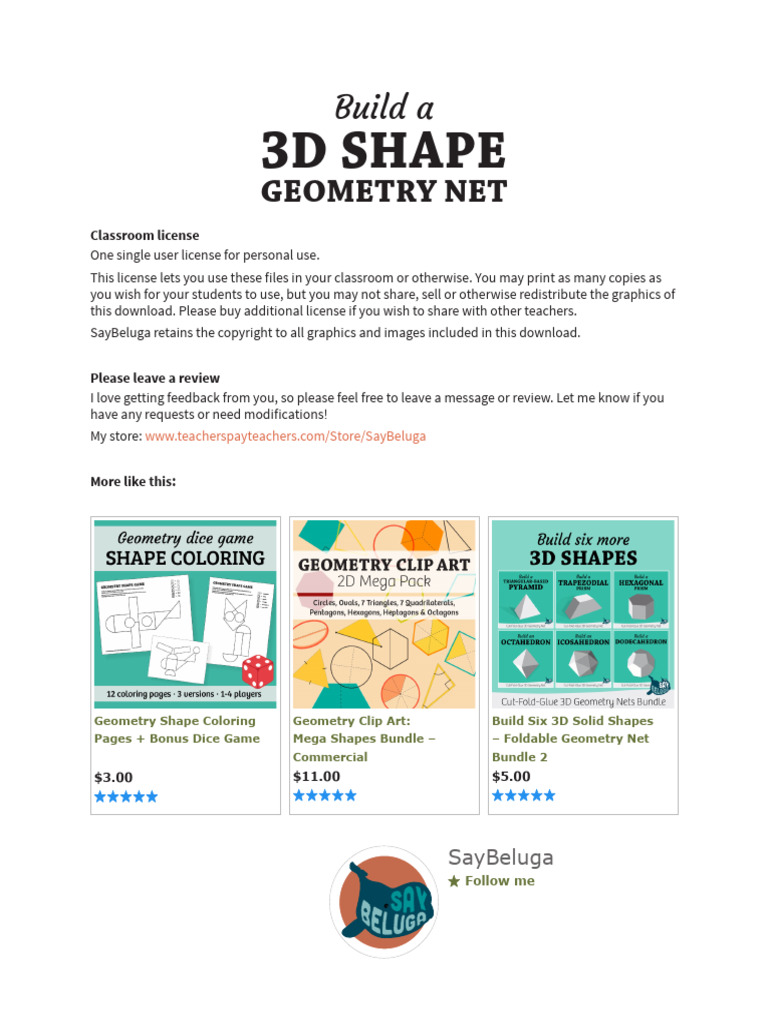 3D Shape Templates for Classroom Use | PDF