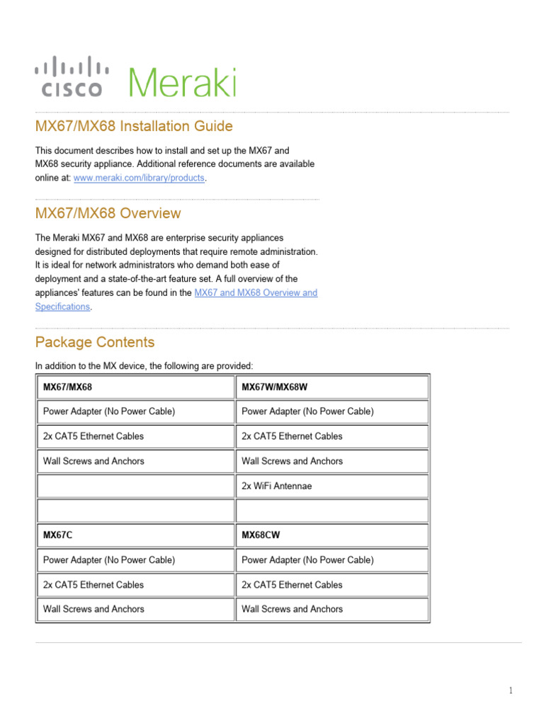 MX67/MX68 Installation and Setup Guide | PDF | Ip Address | World Wide Web