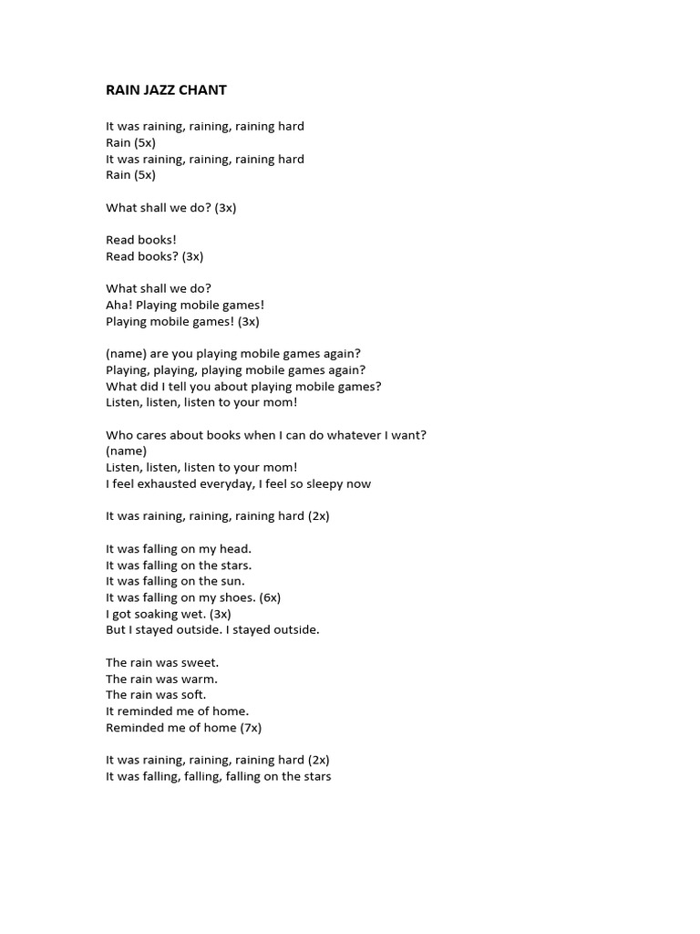 Rain Jazz Chant | PDF