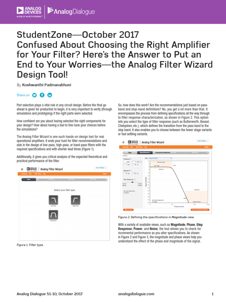 The Analog Filter Wizard Design Tool - Studentzone-10-2017 | Download Free PDF | Electronic ...