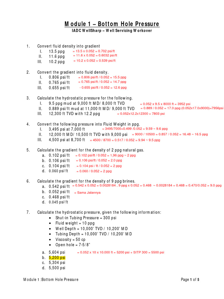 Bottom Hole Pressure Calculations Guide | PDF | Technology & Engineering