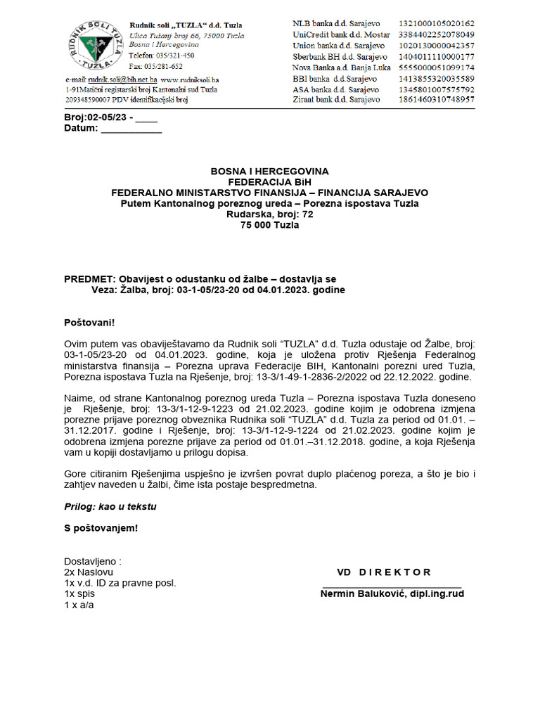 Odustanak Od Žalbe | PDF