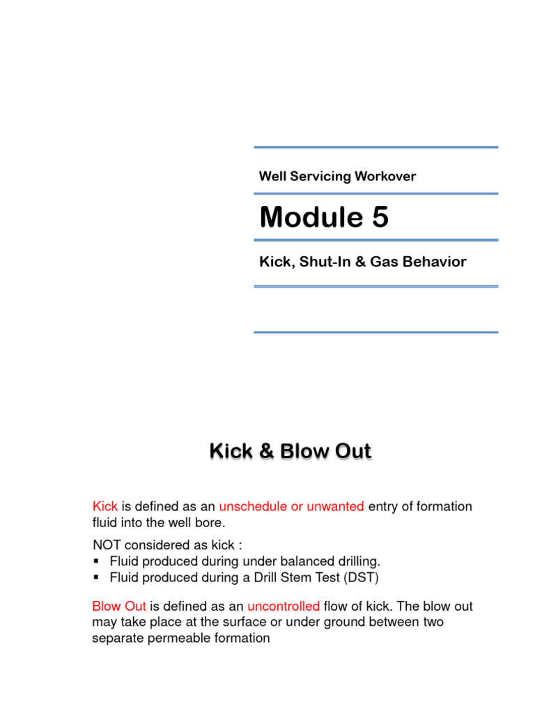 Module 05 - Kick, Shut-In & Gas Behavior. (REV2) - 22MAR21 | PDF | Blowout (Well Drilling) | Gases
