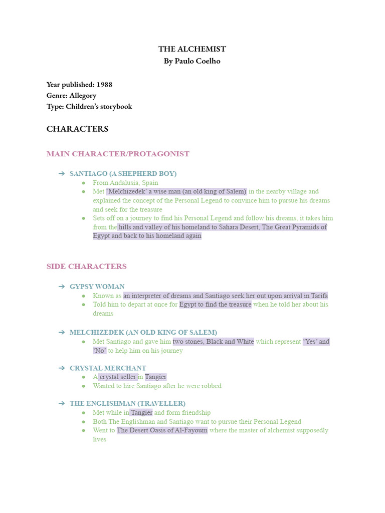 Notes - The Alchemist | PDF