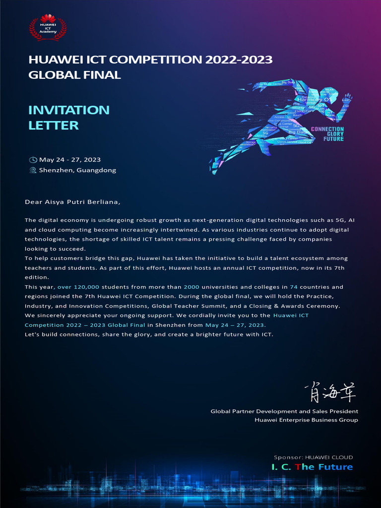 Huawei Ict Competition 2022-2023 Invitation Letter-Aisya Putri Berliana ...