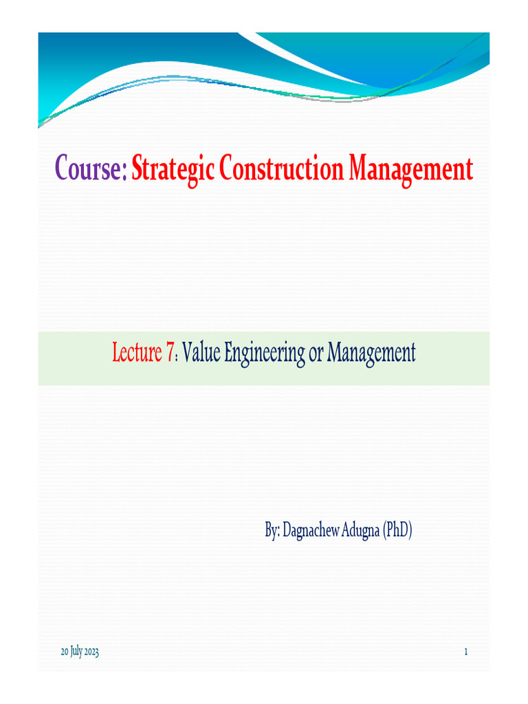 Lecture 7 - Value Engineering | PDF