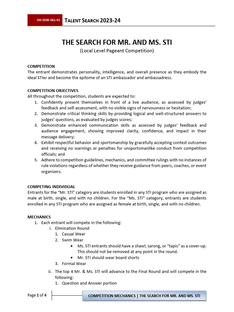 OD SDW 061 01 The Search For Mr. Ms. STI 2023 24 Mechanics Local Level - 2 | PDF