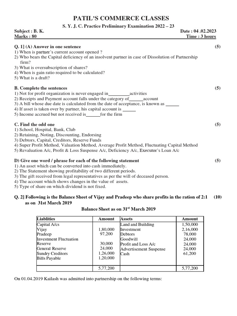 12th-HSC-Accounts-Sample-Paper | PDF