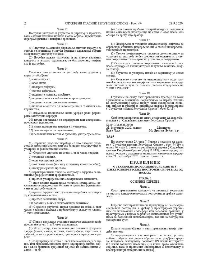 Pravilnik o Tehničkim Normativima Za Zaštitu Elektroenergetskih ...