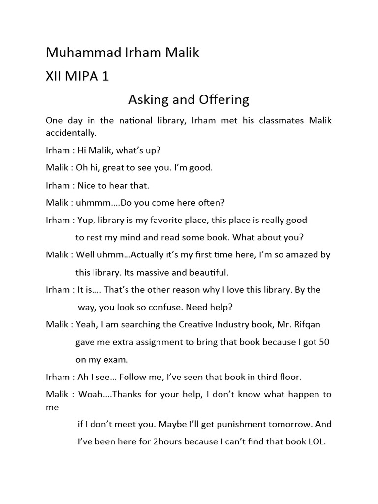 Tugas Dialog - Muhammad Irham Malik | PDF