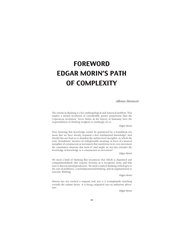 Edgar Morin's Complex Thought | PDF | Methodology | Experience