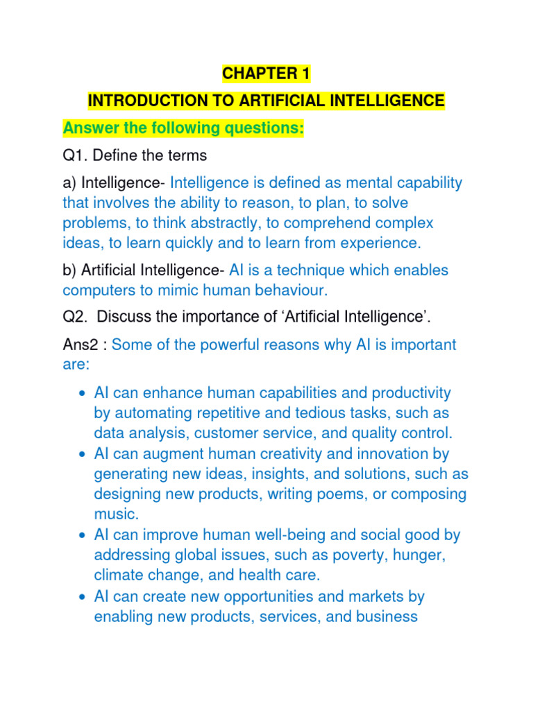 Class 8 Chapter 1-Ai | PDF
