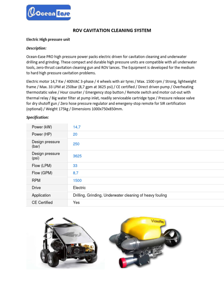 ROV Cavitation Cleaning System | PDF