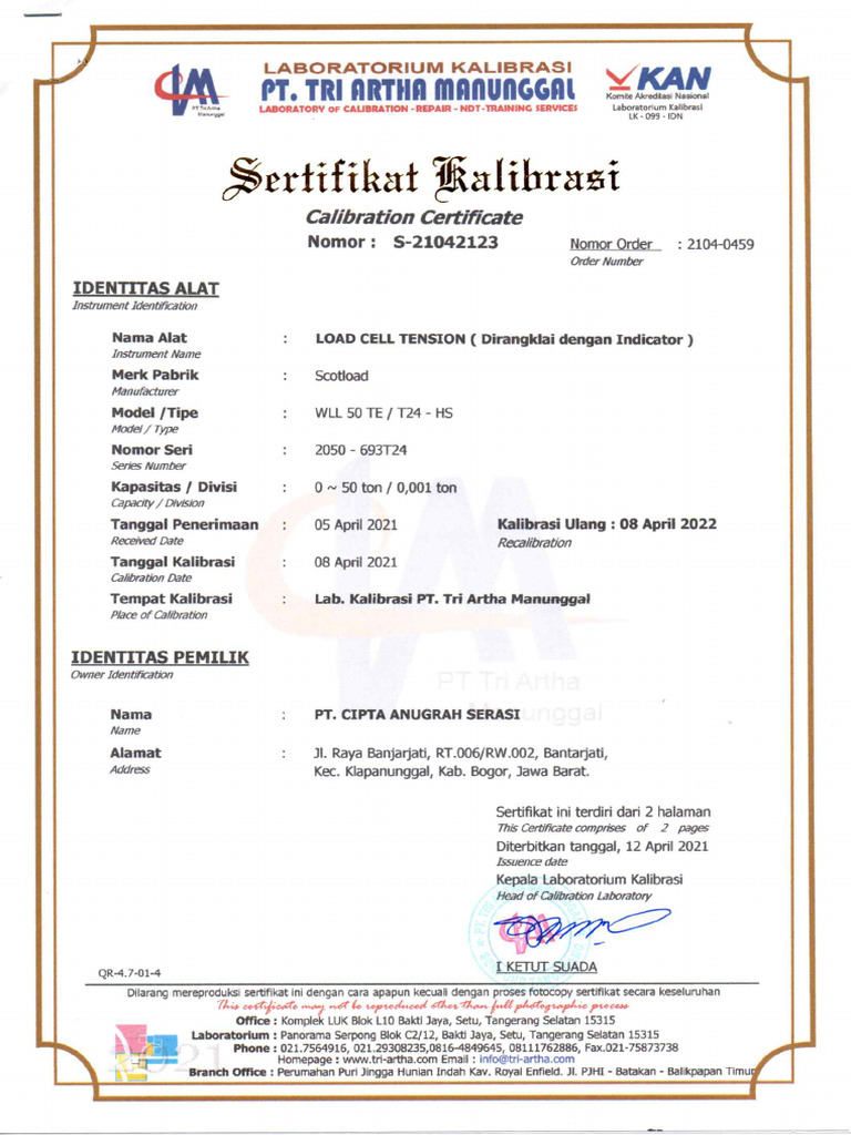 Kalibrasi Load Cell Wairles | PDF