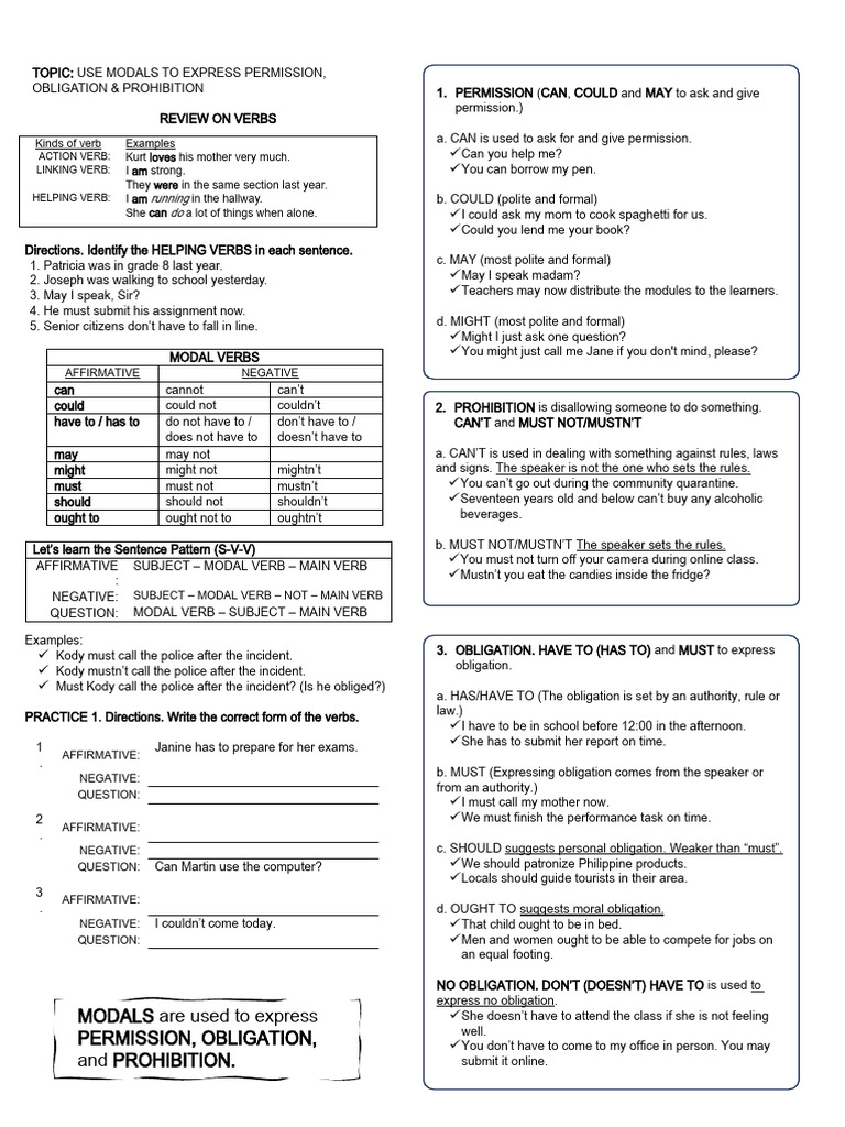 Modals Pdf Linguistics Grammar