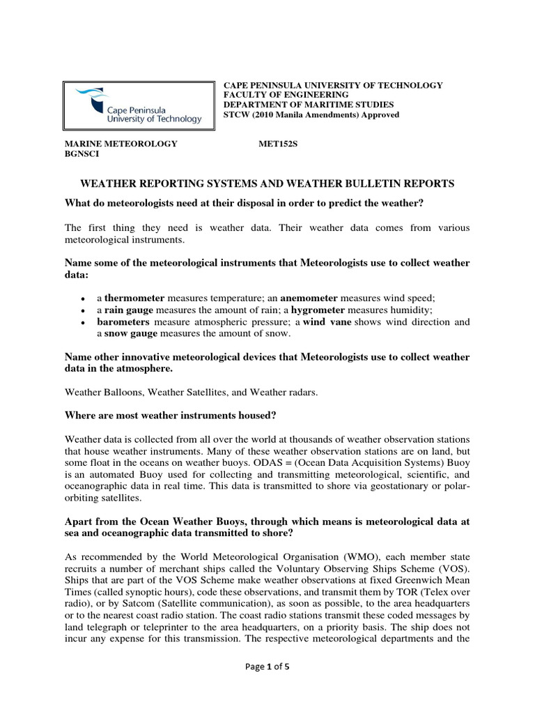 Marine Meteorology and Weather Reporting | PDF | Meteorology | Branches ...