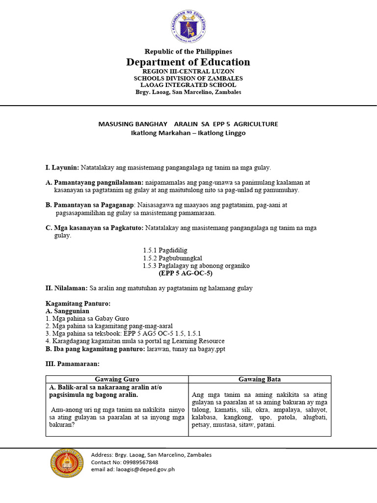 Cot Epp Agri5 Q3WK3 | PDF