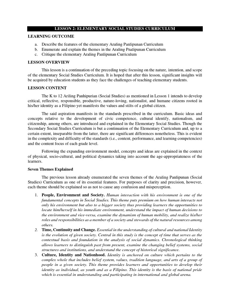 Lesson 2 | PDF | Curriculum | Identity (Social Science)