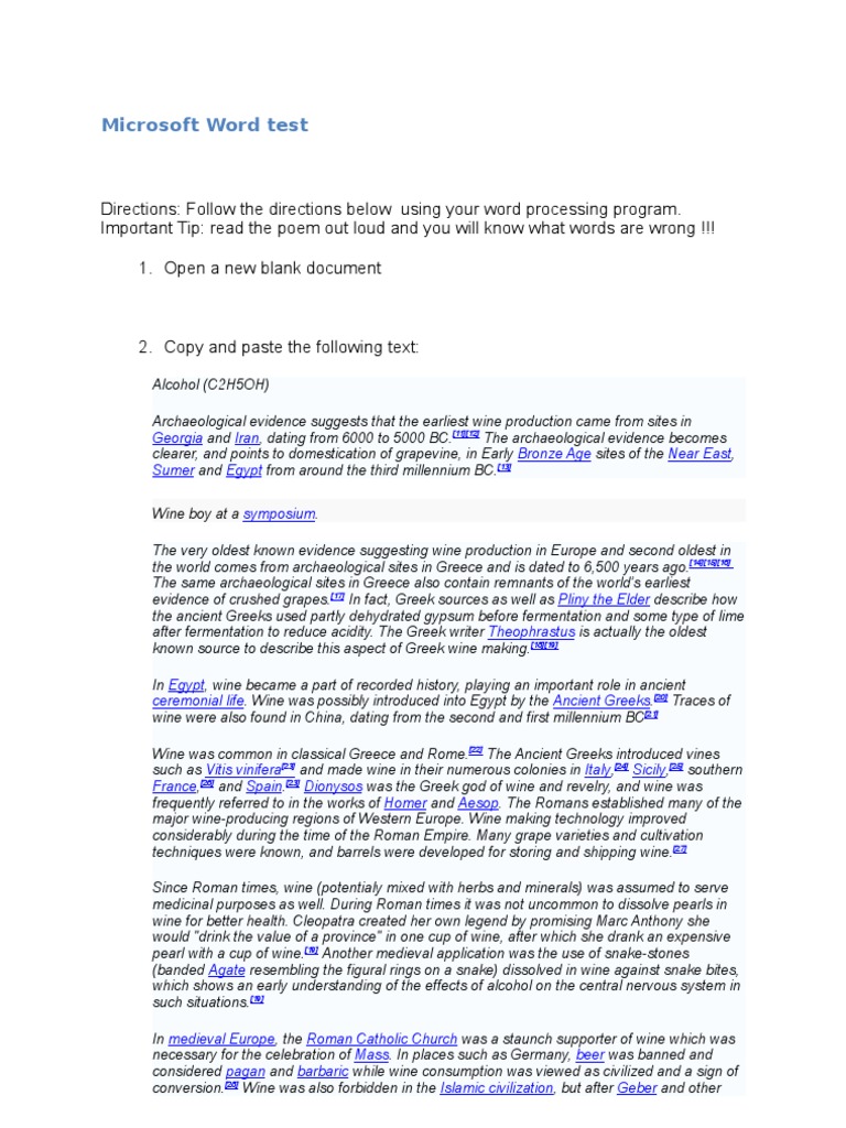 Microsoft Word Test | PDF | Vitis | Wine