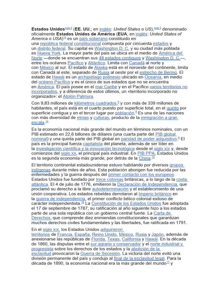 Historia y Geografía de EE. UU. | PDF | Los Estados Unidos ...