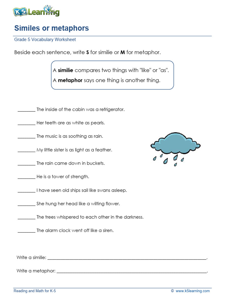 Grade 5 Simile Metaphor 2 | PDF