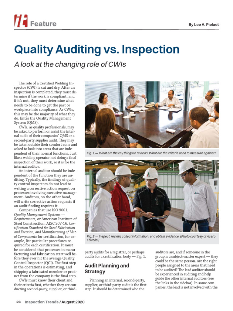 Auditoria de Calidad Vs Inspeccion | PDF | Audit | Quality Management System