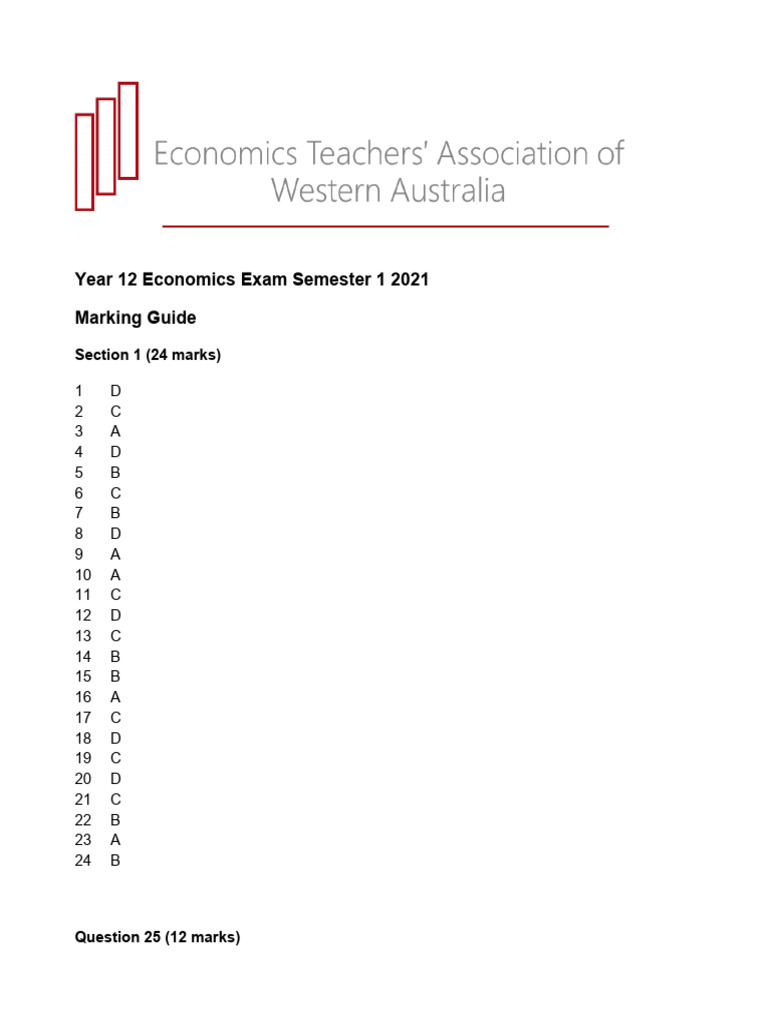 Etawa Year 12 Semester 1 Exam Marking Guide 2021 2 | PDF