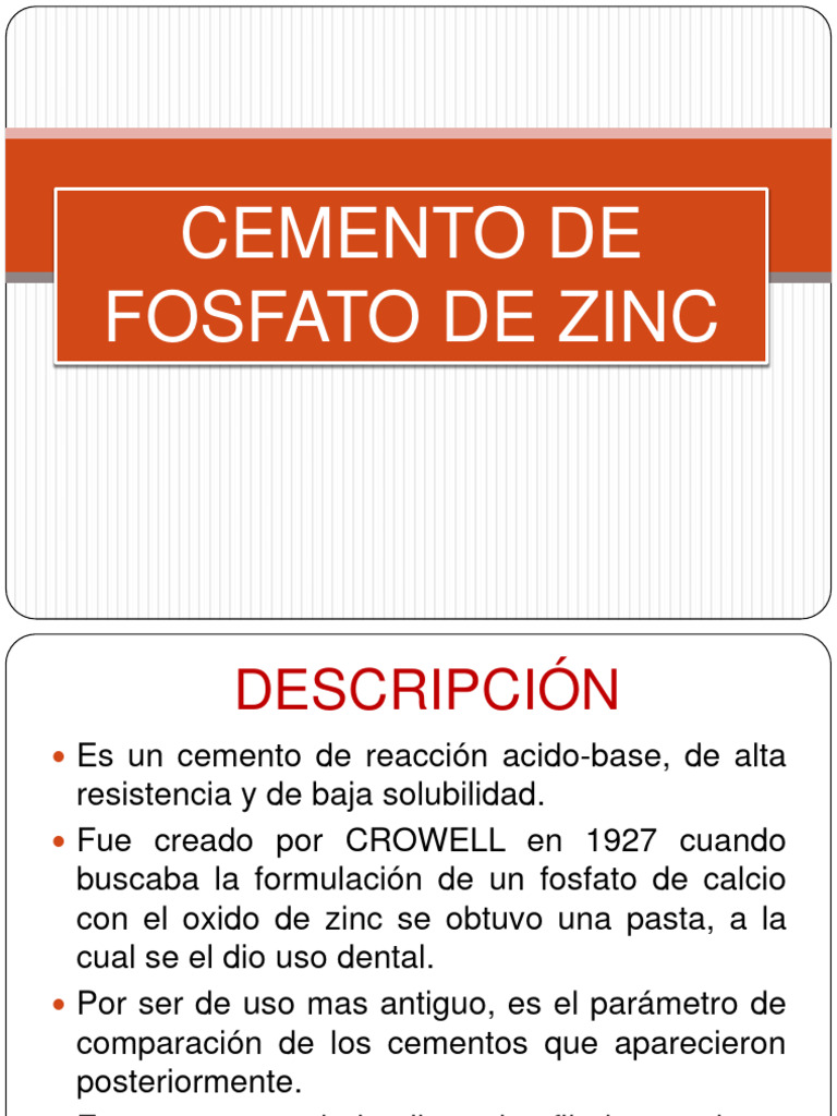 Cemento de Fosfato de Zinc. | PDF
