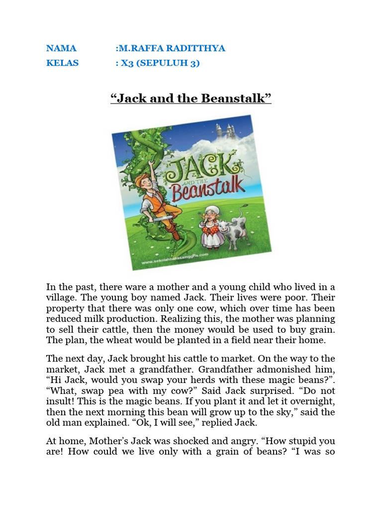 Jack Bahasa Inggris | PDF | Jack And The Beanstalk | Chicken