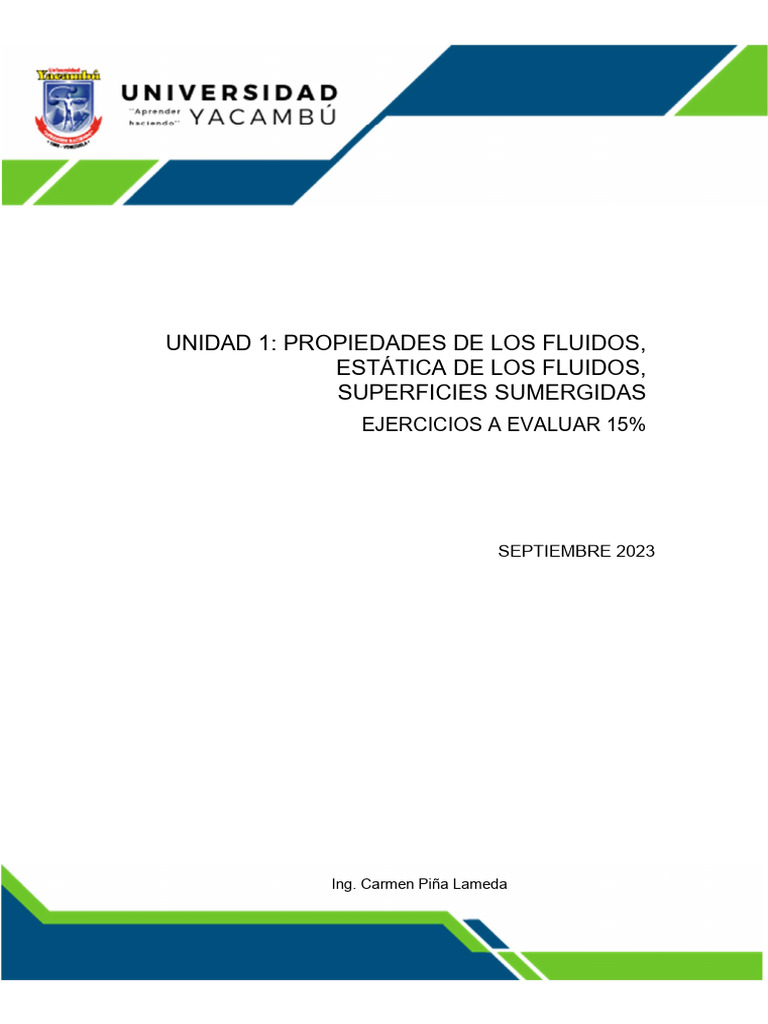Ejercicios Propuestos y Resueltos Unidad 1 | PDF | Presión | Pascal (Unidad)