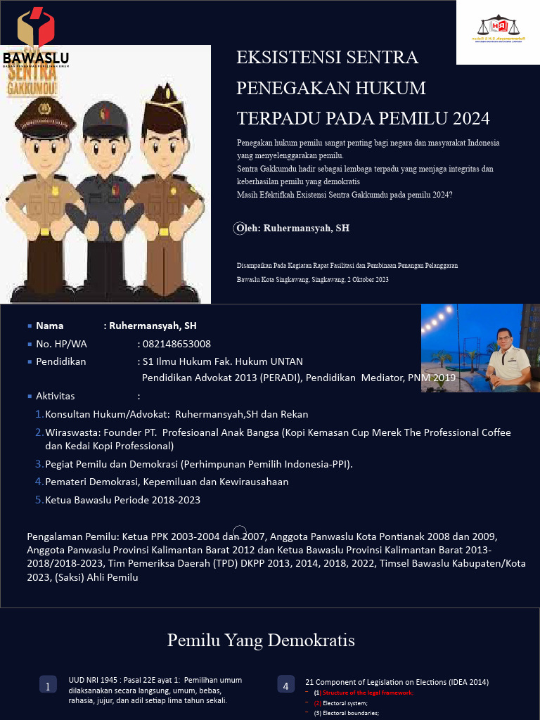 Eksistensi Sentra Gakkumdu Dalam Pemilu 2024 | PDF