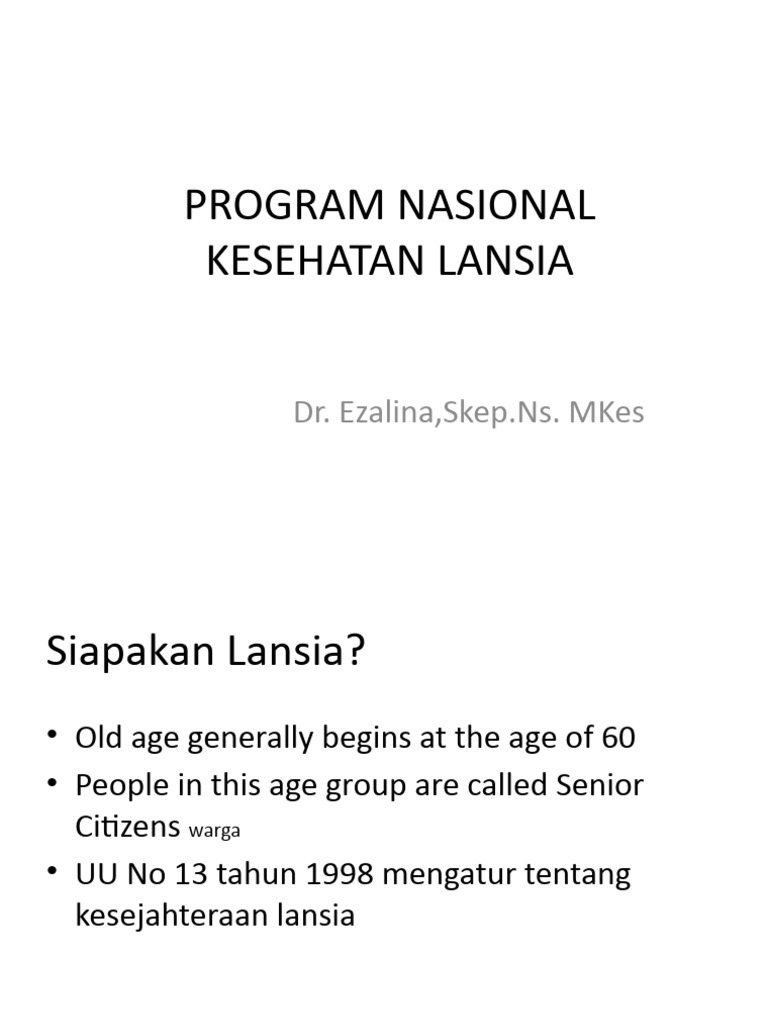 Program Nasional Kesehatan Lansia | PDF
