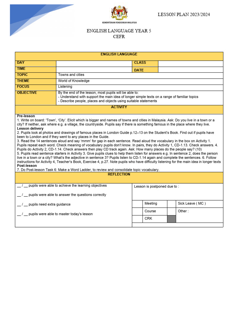Unit 1-Town and Cities | PDF