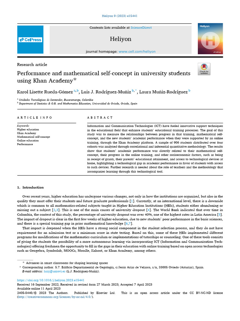 The Impact of Self-Concept On Mathematics Performance of College Students | PDF | Educational ...