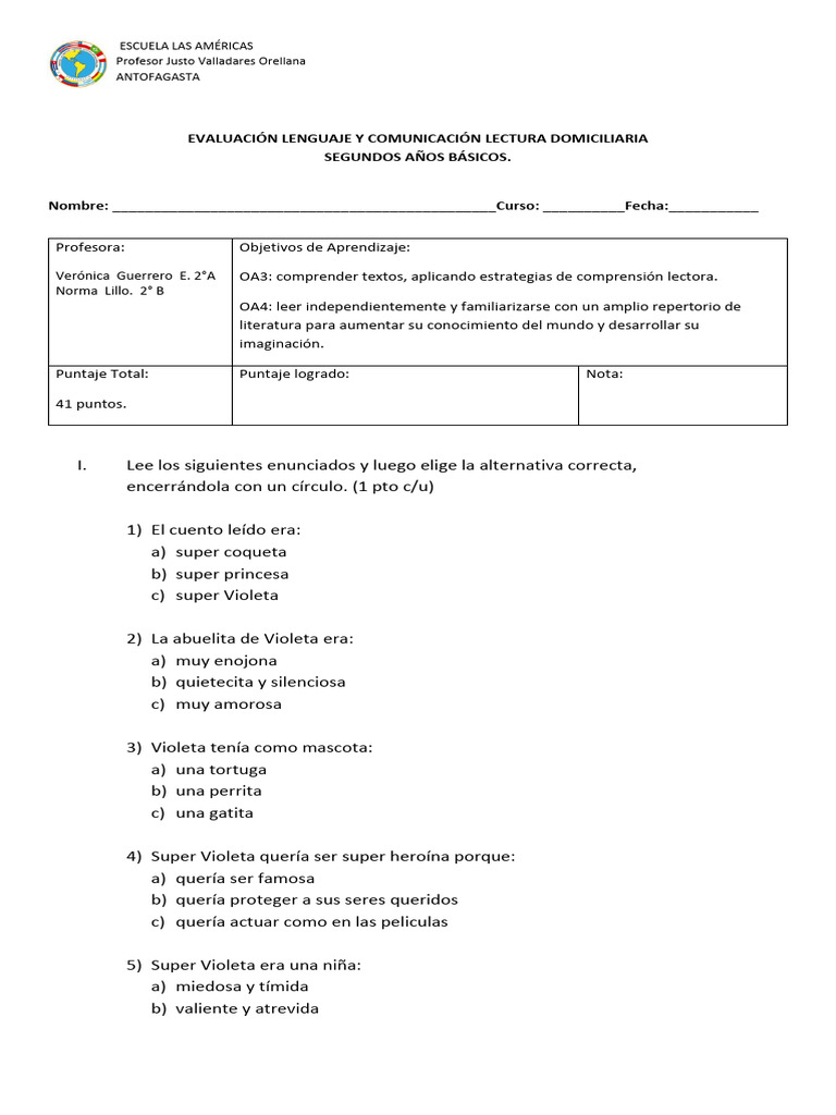 Prueba Super Violeta | PDF