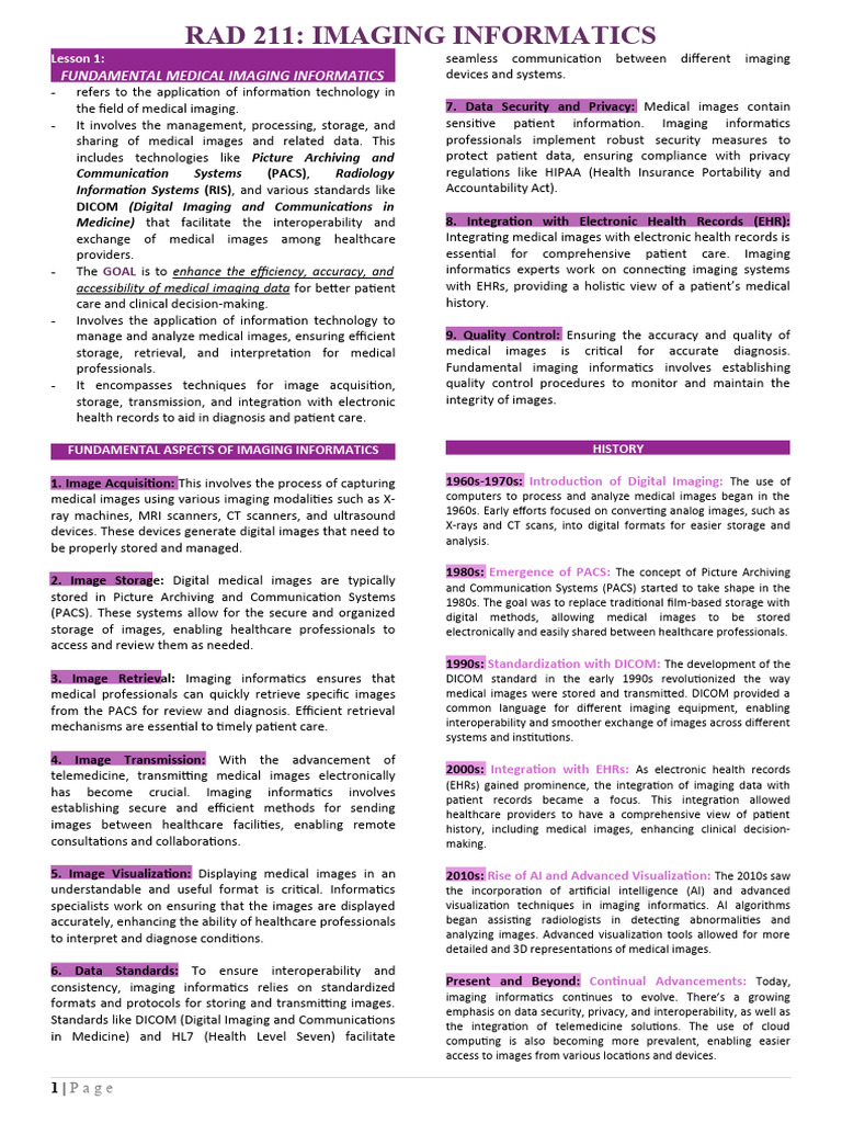 Rad211 Prelims Notes | PDF