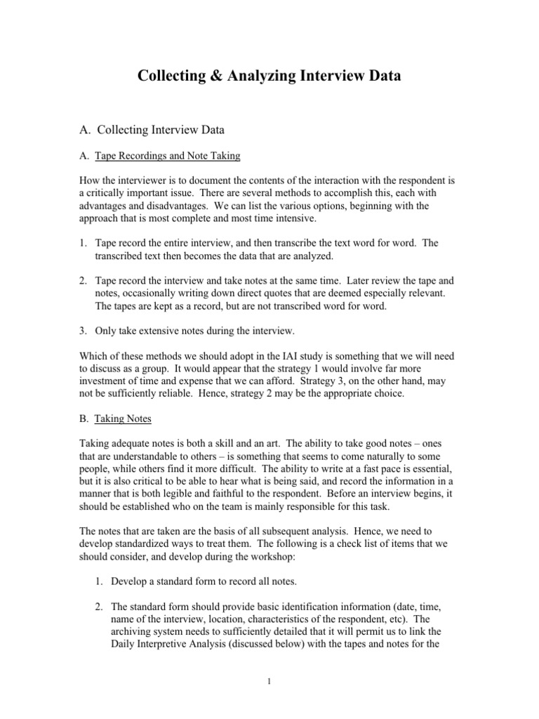 Collecting And Analyzing Interview Data Pdf