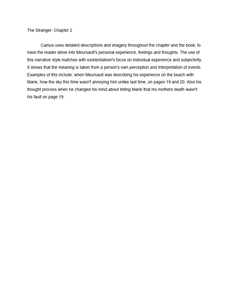 The Stranger - Chapter 2 | PDF | Classics | General Fiction
