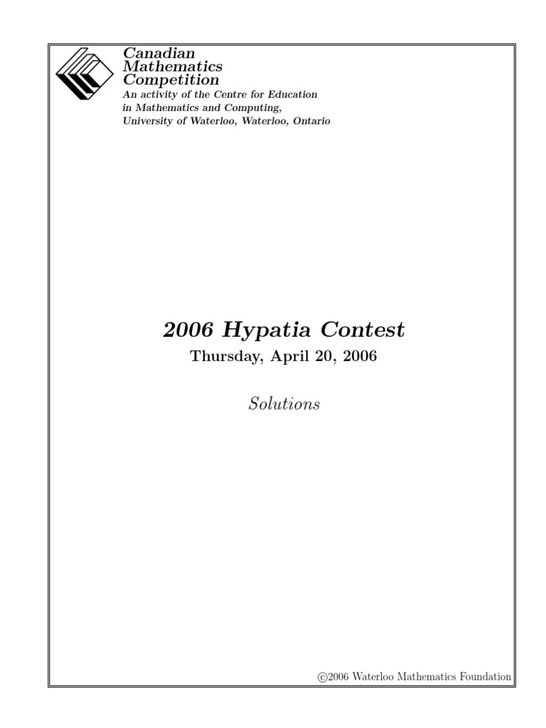 2006 Hypatia Solution | PDF | Prime Number | Circle
