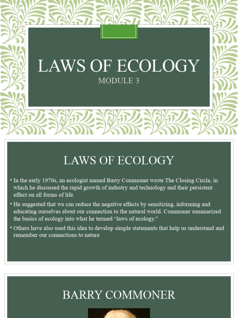 LAWS OF ECOLOGy | PDF | Water | Water Vapor