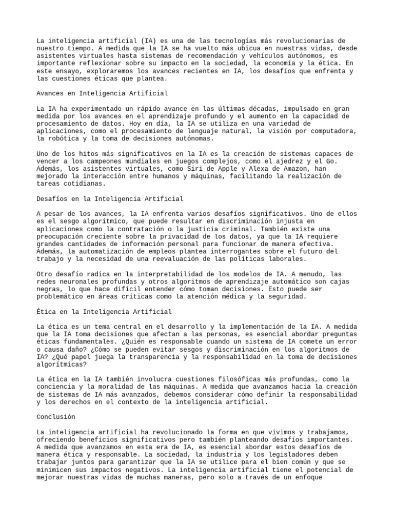 Ensayo | PDF | Inteligencia artificial | Inteligencia (IA) y semántica