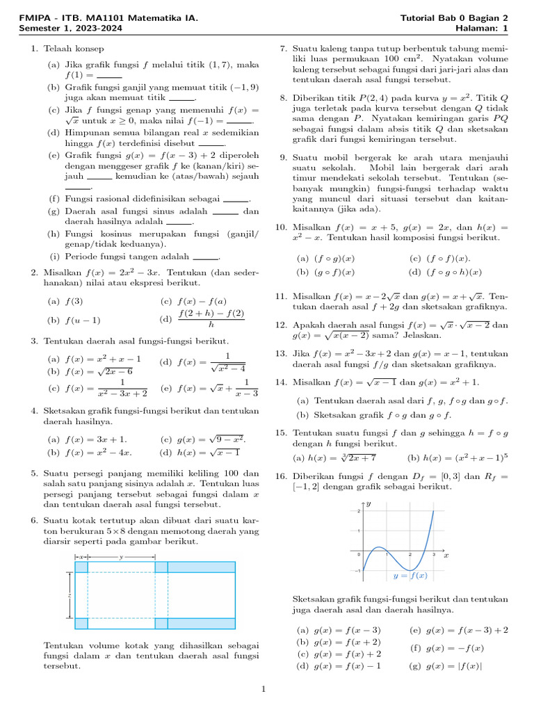 Tutorial MA1101 Bab 0 (Bagian 2) 2023-2024 | PDF | Metode & Bahan Ajar