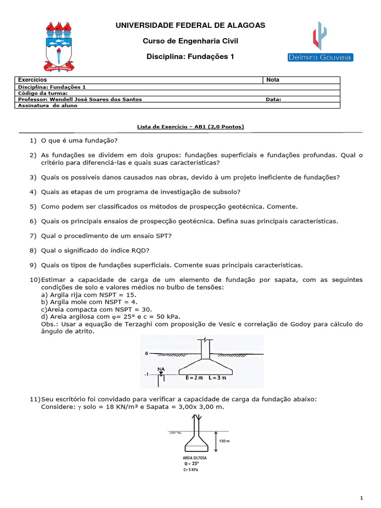 Lista de Exercício - AB1 | PDF