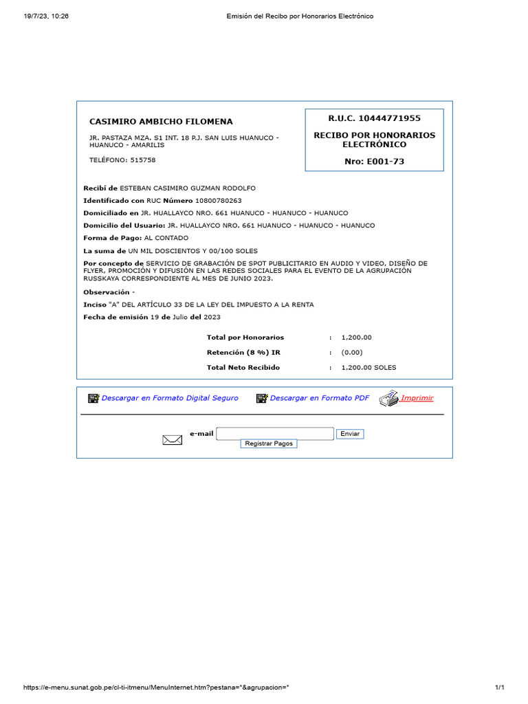 E001-73 - Fio - Julio | PDF