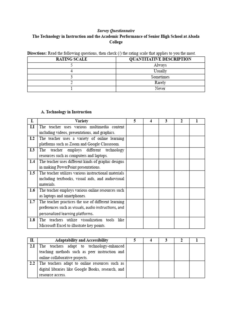 Survey Questionnaire PR2 ICT 12 | PDF