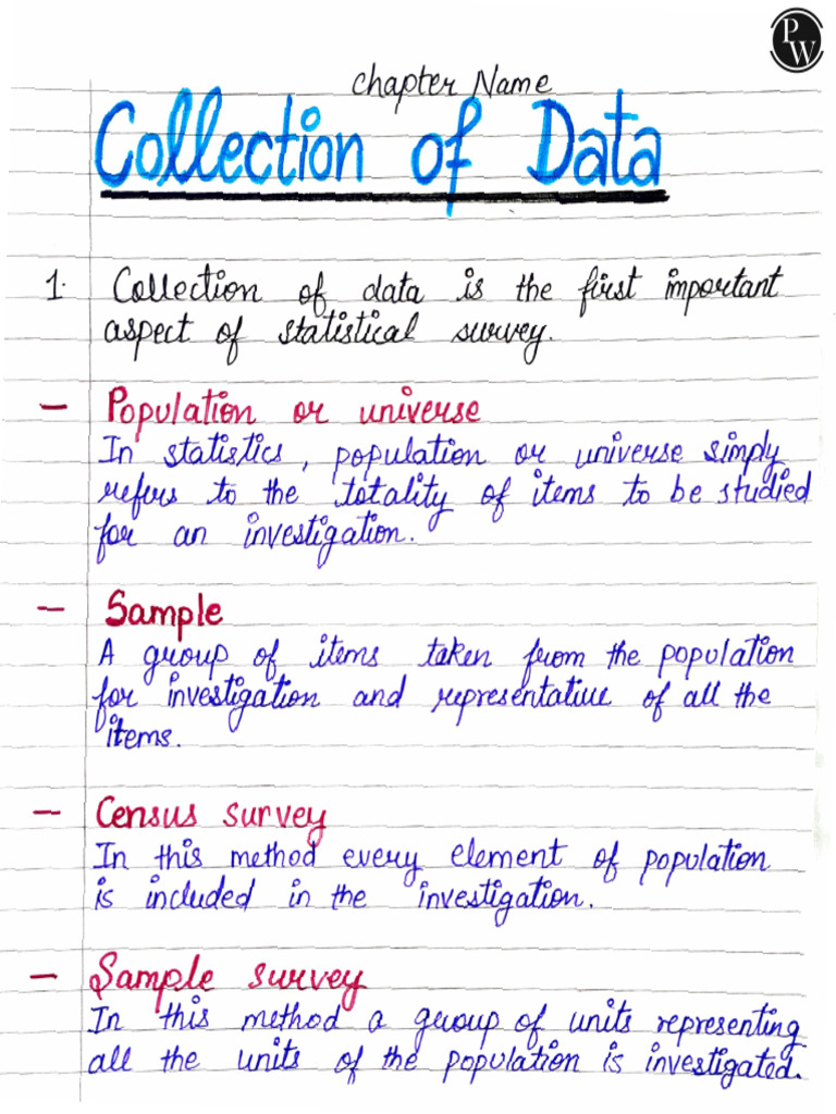 Collection of Data - Handwritten Notes - (Aarambh 2.0 2024) | PDF Collection of Data - Handwritten Notes - (Aarambh 2.0 2024) | PDF