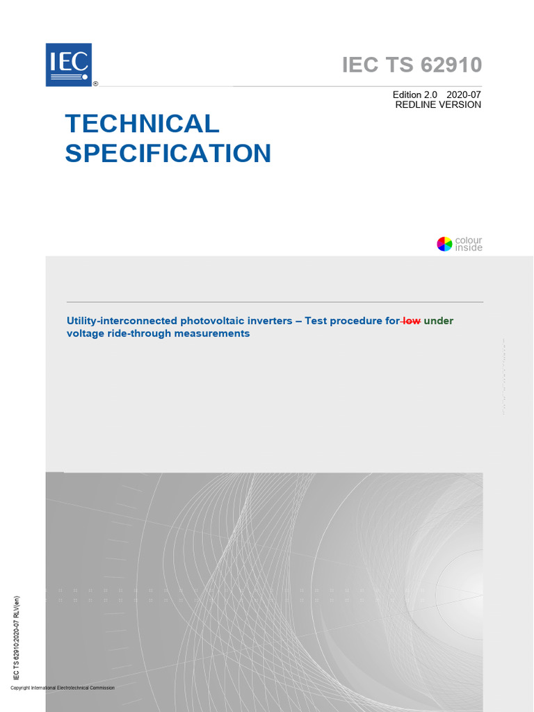 IEC TS 62910 - 2020 Test Procedure For Under Voltage Ride-Through ...