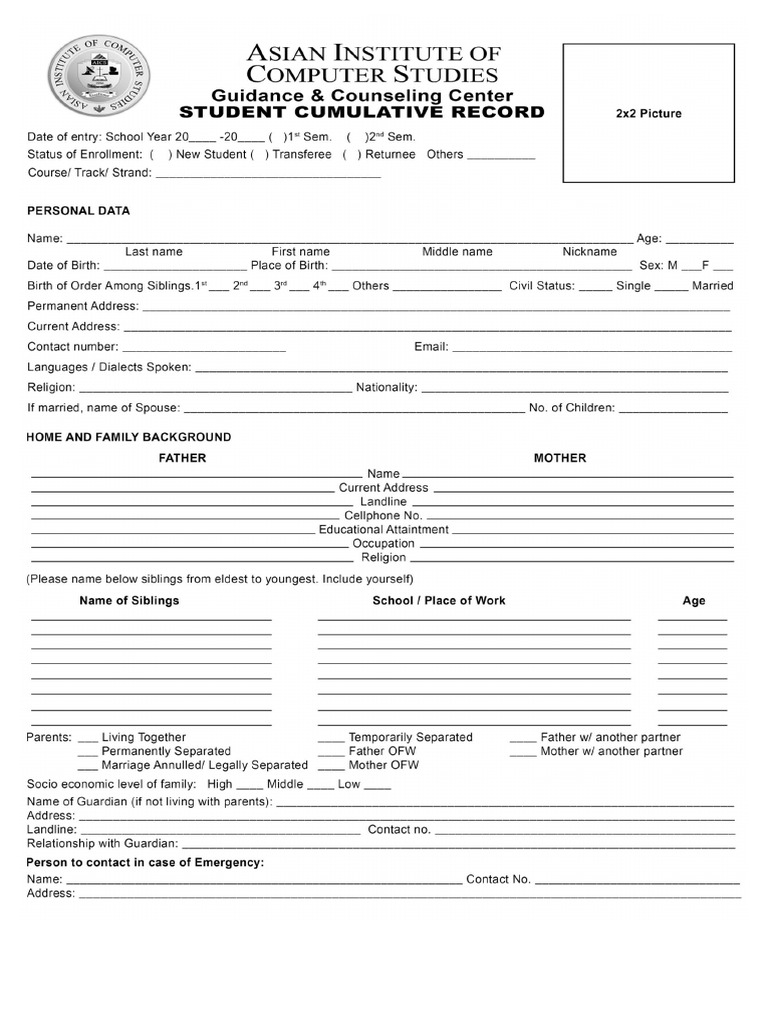 Student Cumulative Record | PDF